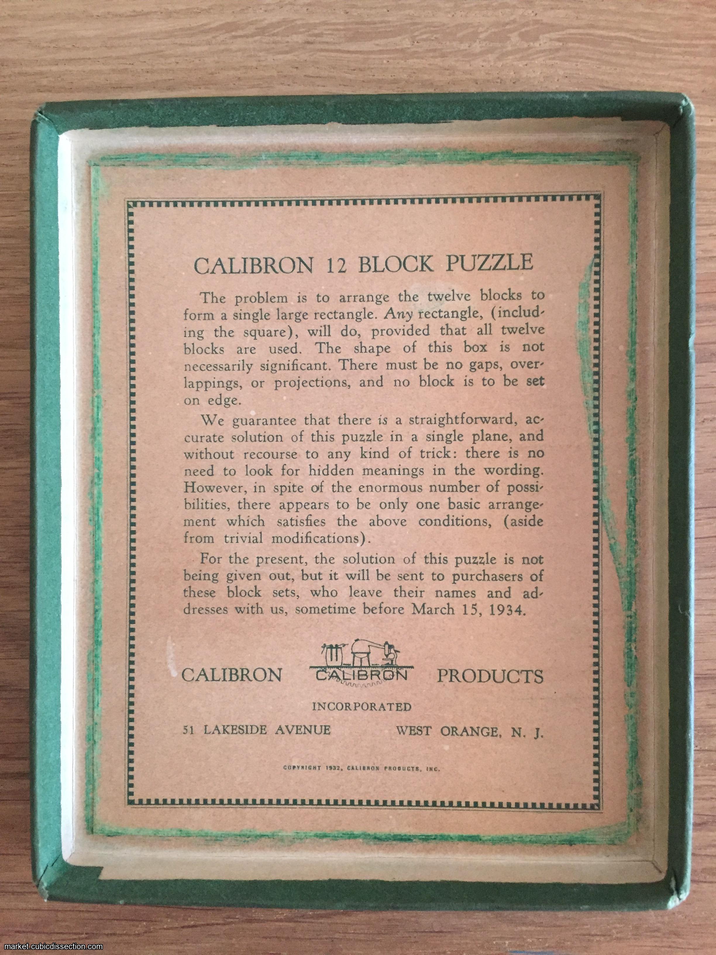 Calibron Twelve Block Puzzle